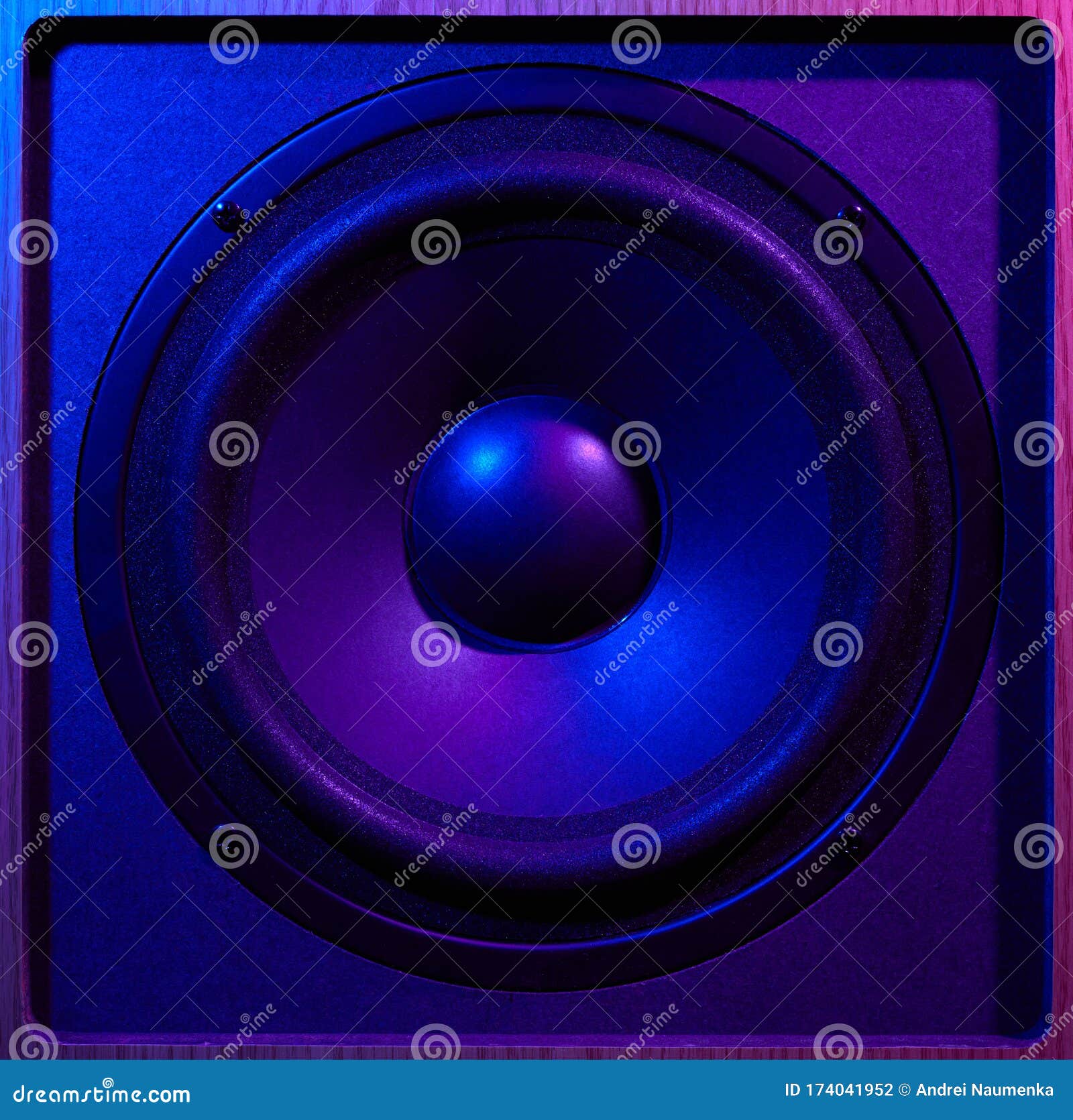 Retro Wave, 80s. Frontal Image Audio Speaker with Neon Light. Synthwave ...