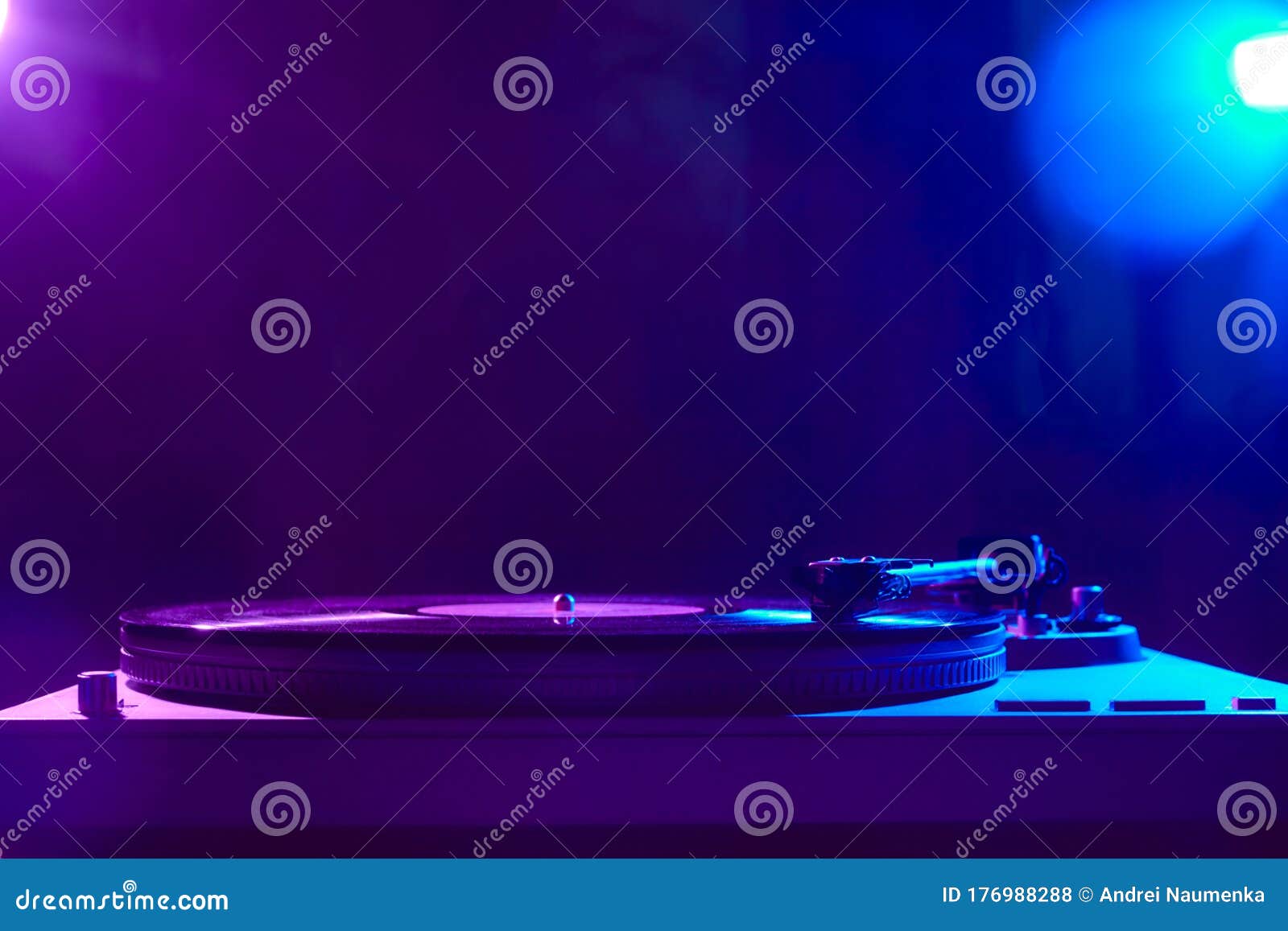 Retro Wave, 80s. Record Player with Neon Light. Vinyl Analog Turntable ...