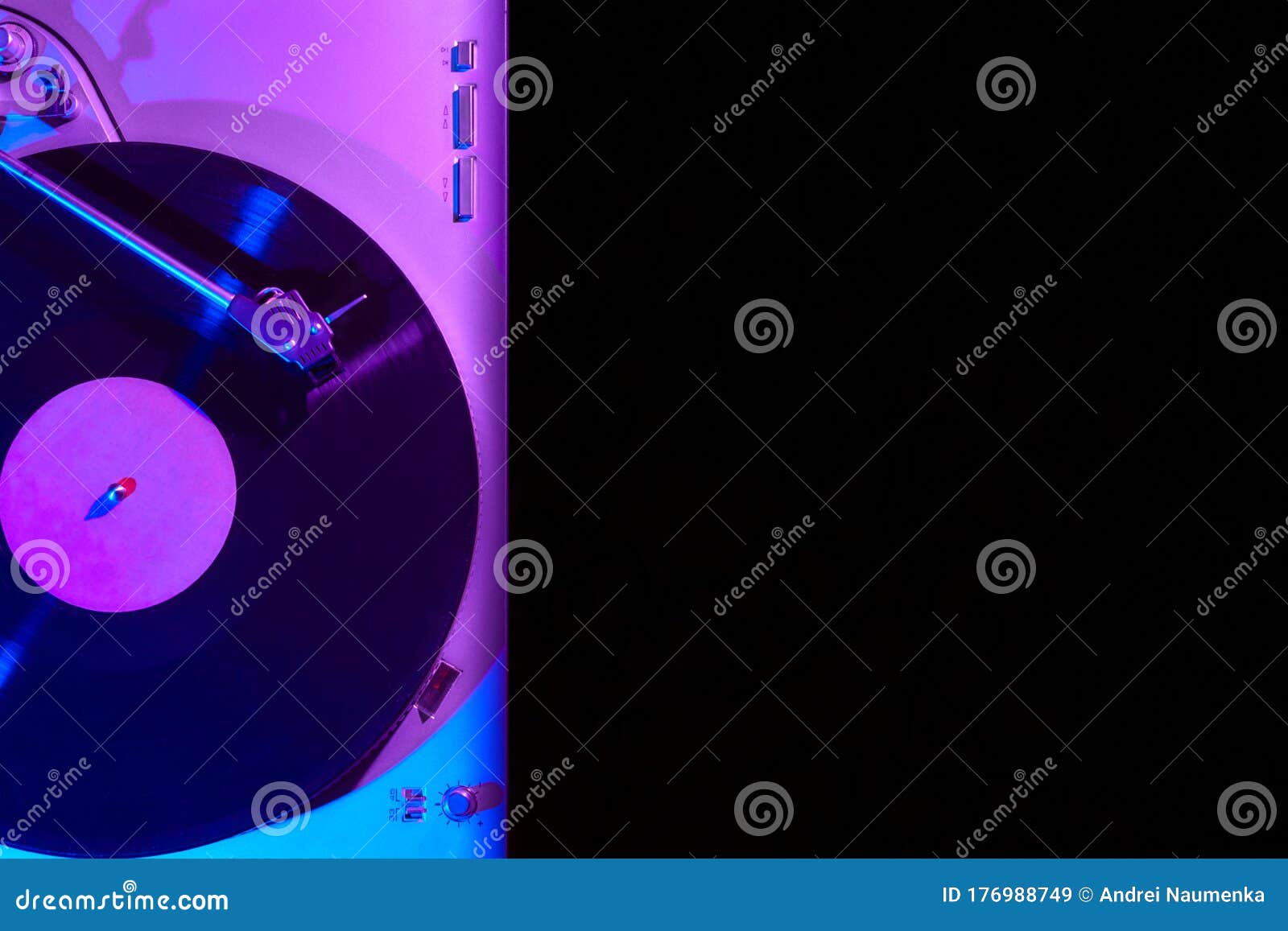 Retro Wave, 80s. Record Player with Neon Light. Vinyl Analog Turntable ...