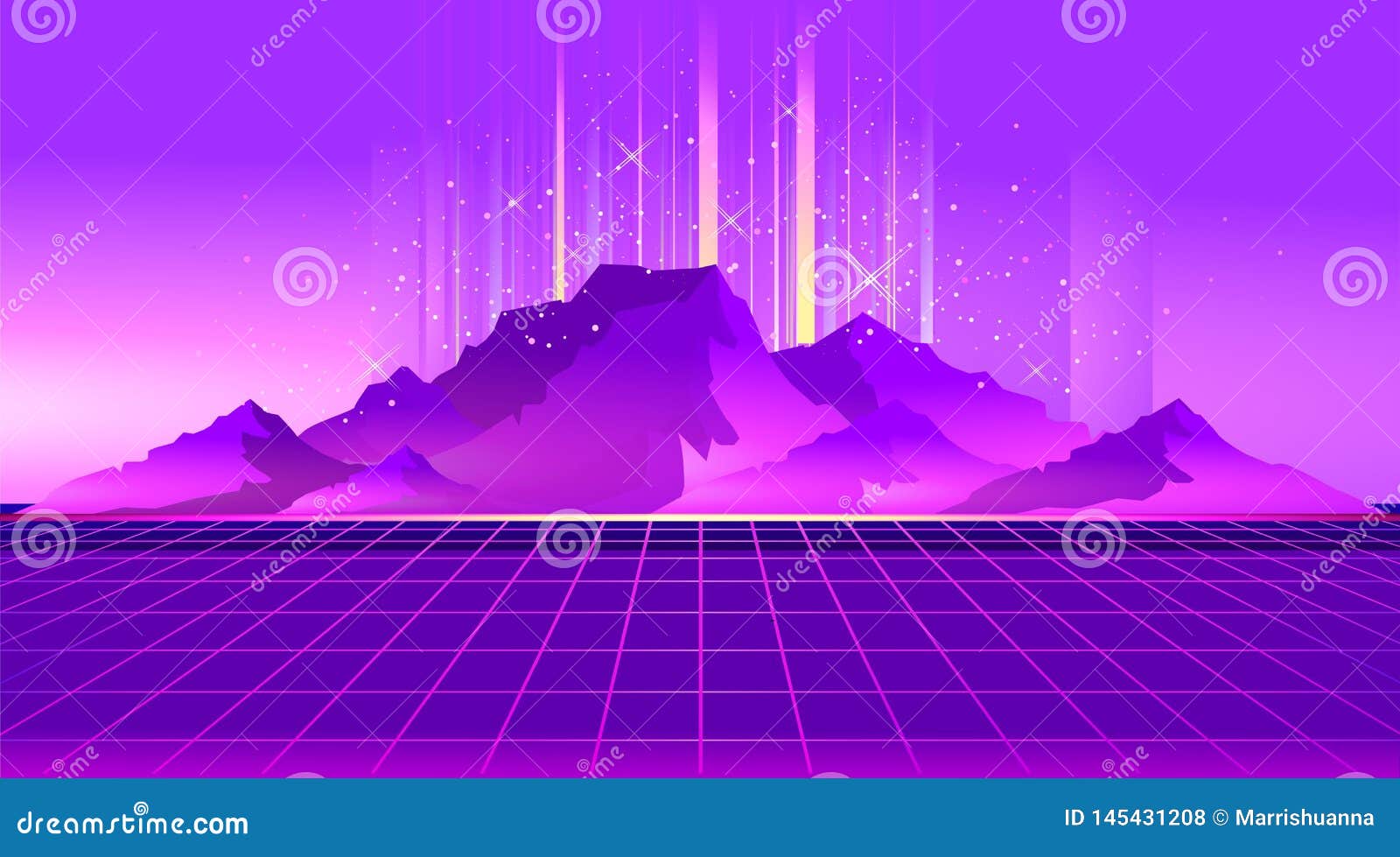 Retro Wave Sunset stock vector. Illustration of abstract - 145431208