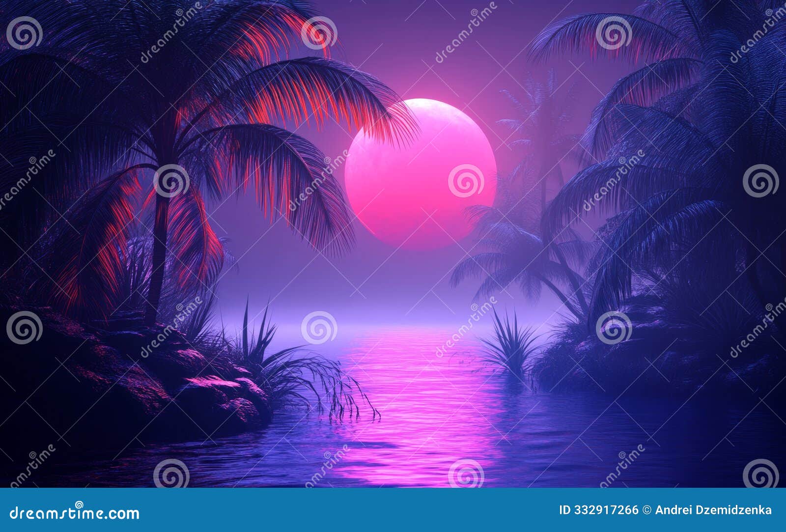 Retro Wave, Synthwave, 80s Style Stock Image with Neon Red and Blue ...
