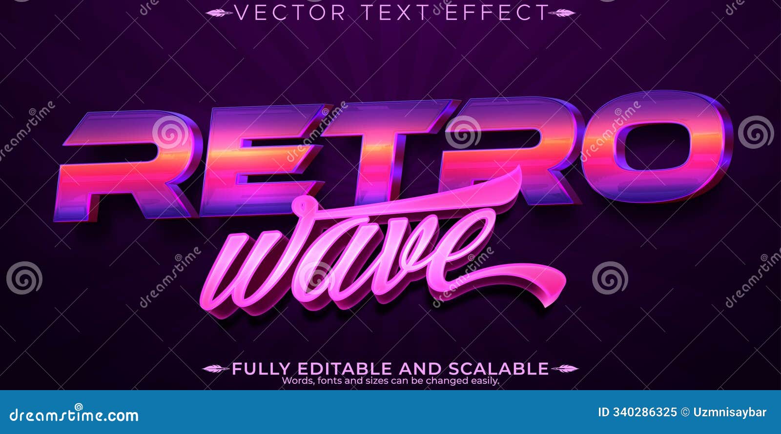 Retro Wave Text Effect, Editable Nostalgic and Neon Customizable Font ...