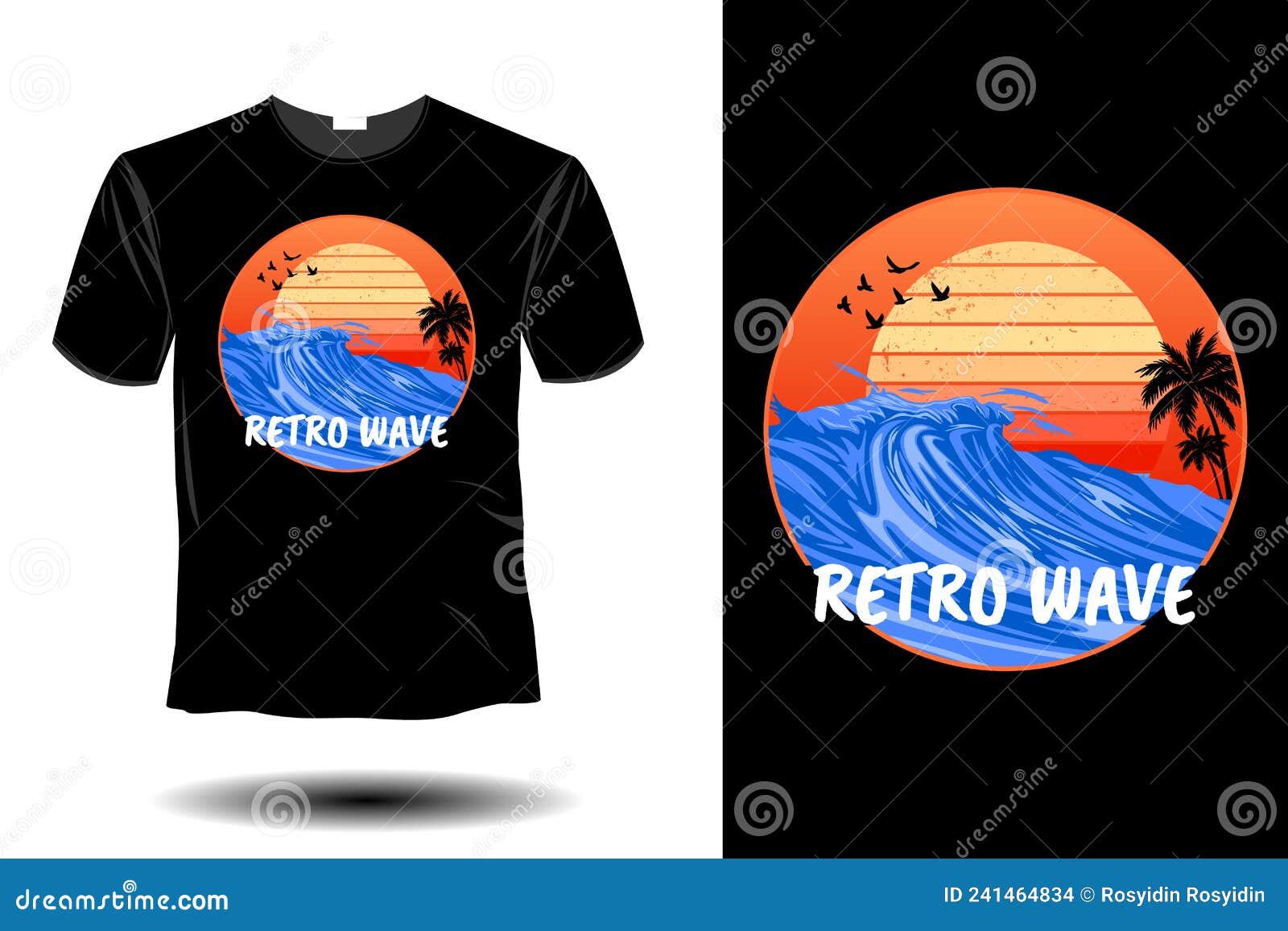 Retro Wave T Shirt Mockup Retro Vintage Design Stock Vector ...