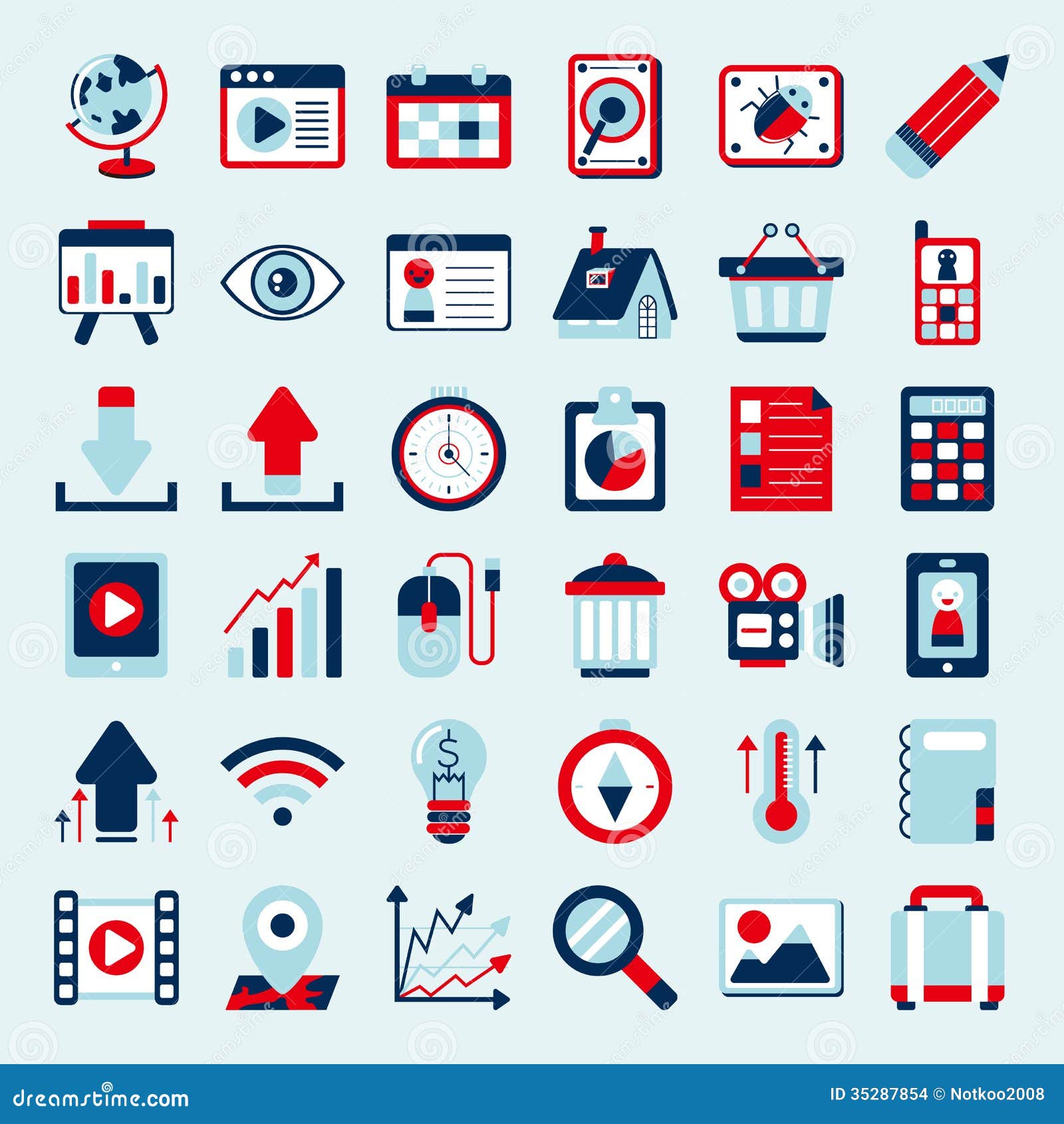 Retro web icon set stock vector. Illustration of element - 35287854