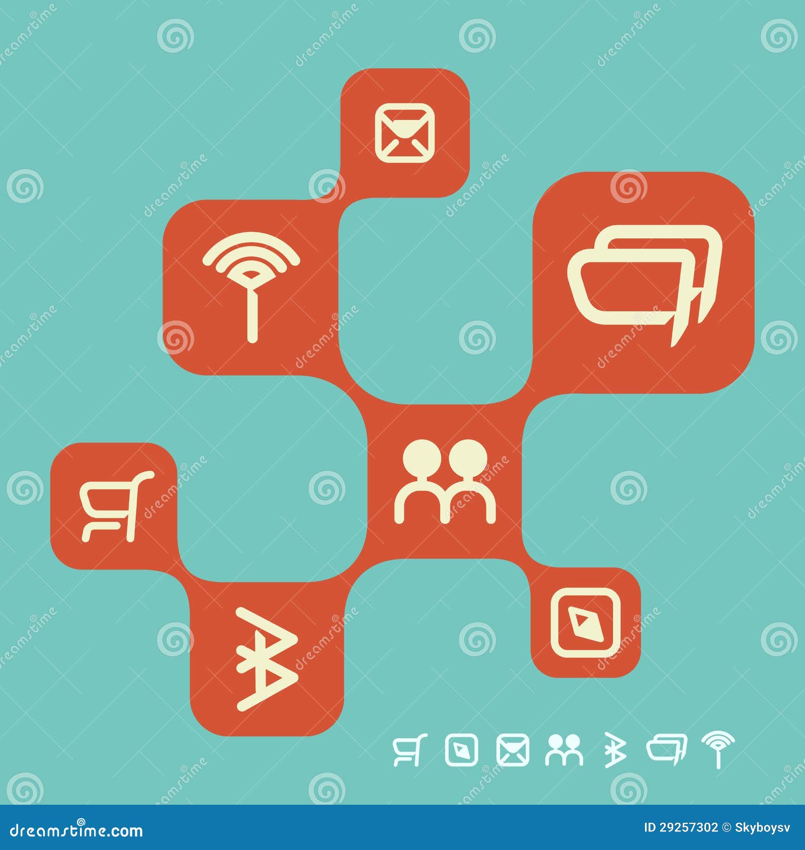 Retro Web Social Networking Design Template Stock Vector Illustration