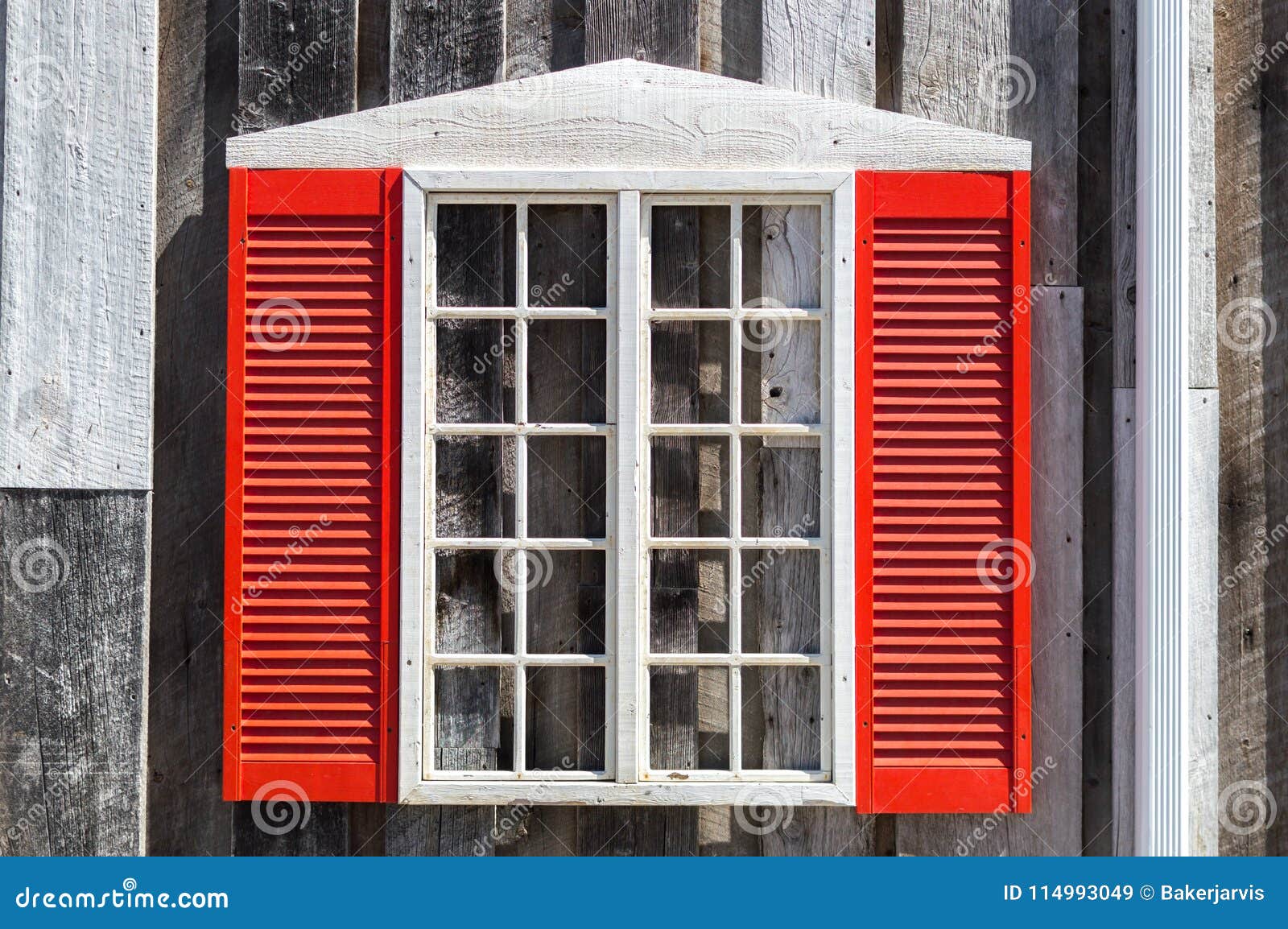 Retro Window with Red Doors Stock Image - Image of wooden, view: 114993049