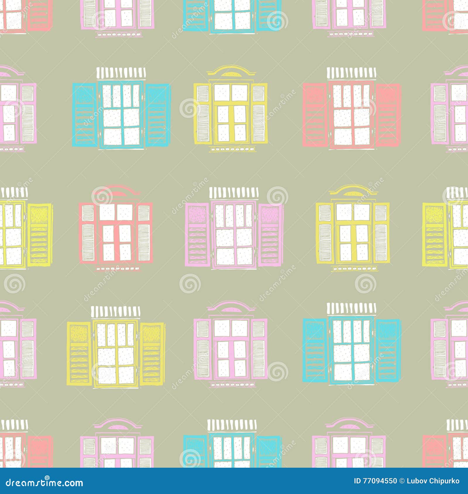Retro Window. Seamless Vector Pattern. Stock Vector - Illustration of ...