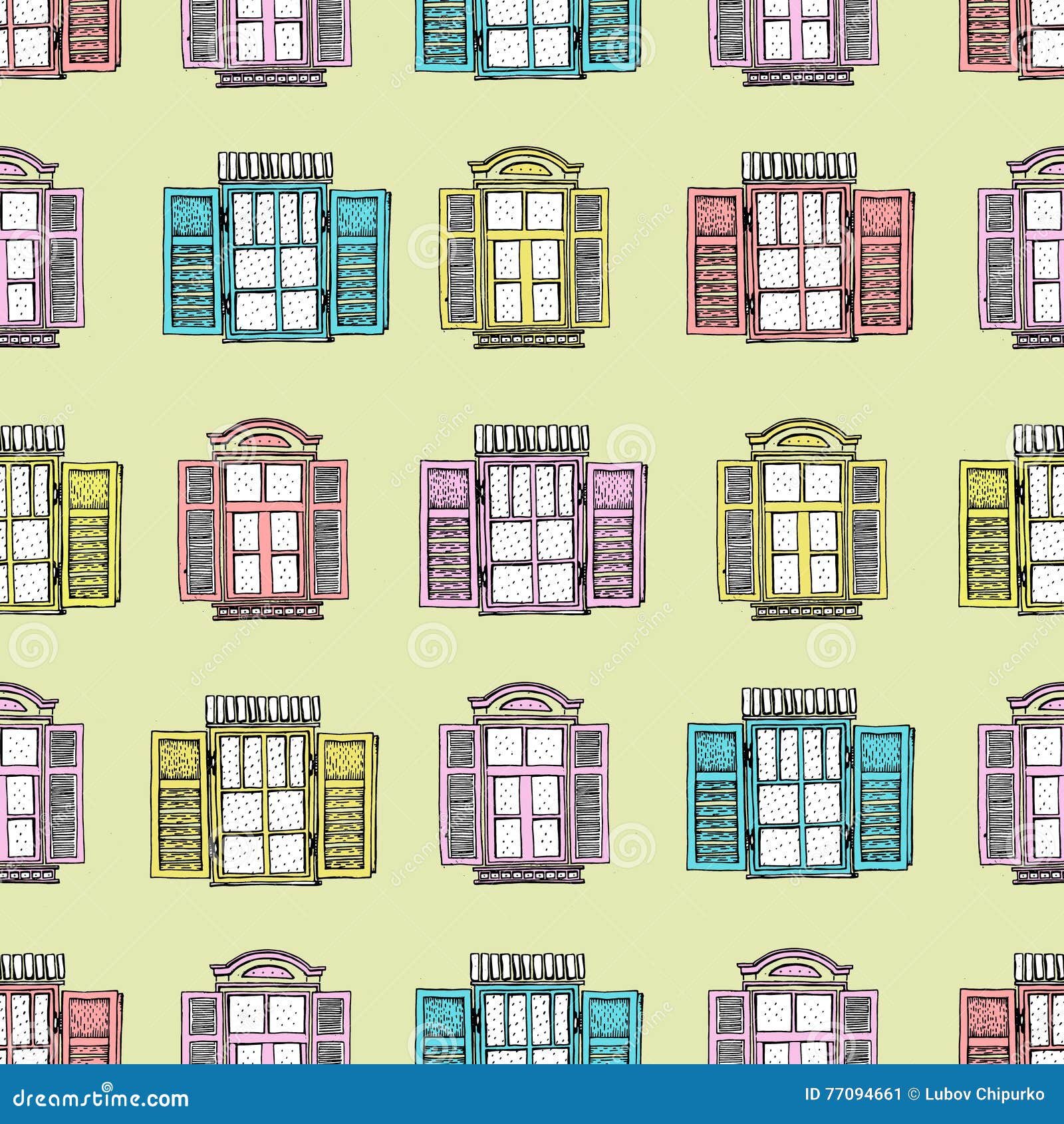 Retro Window. Seamless Vector Pattern. Stock Vector - Illustration of ...