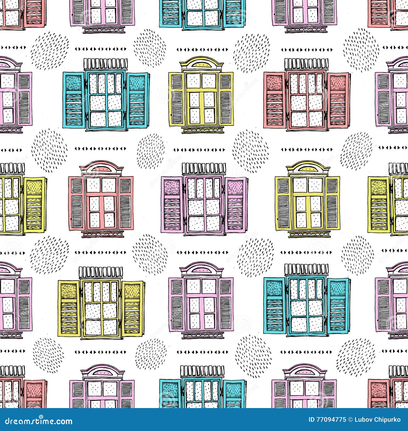 Retro Window. Seamless Vector Pattern. Stock Vector - Illustration of ...