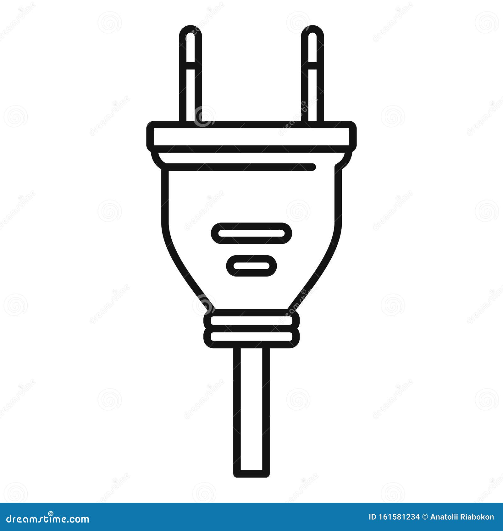 Retro Wire Plug Icon, Outline Style Stock Vector - Illustration of ...