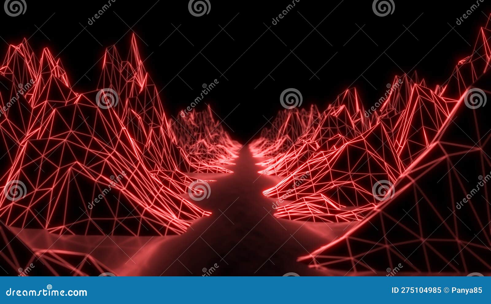 Retro Wireframe Lowpoly Futuristic Landscape Background. Cyberspace ...