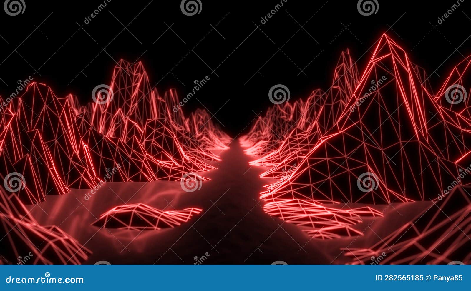 Retro Wireframe Lowpoly Futuristic Landscape Background. Cyberspace ...