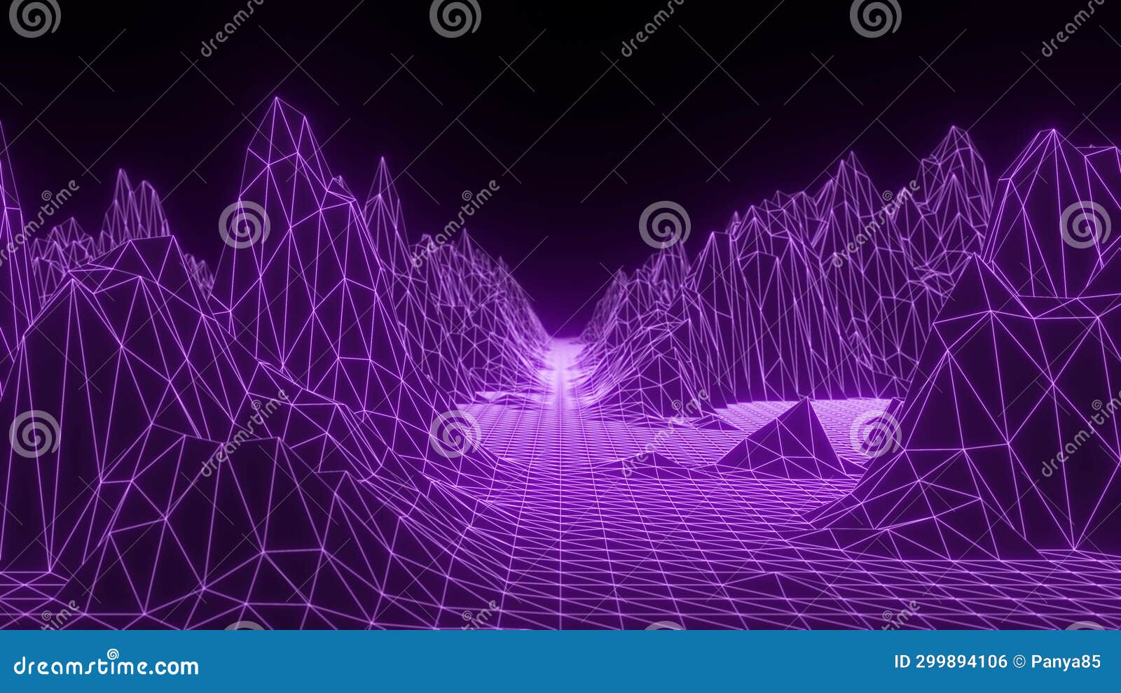 Retro Wireframe Lowpoly Futuristic Landscape Background. Cyberspace ...