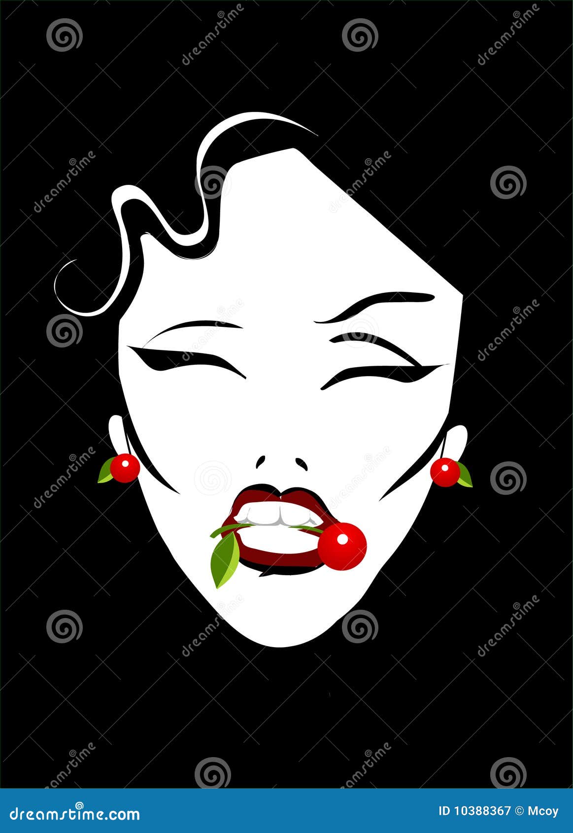 Retro Woman with Cherry Poster Stock Vector - Illustration of life ...