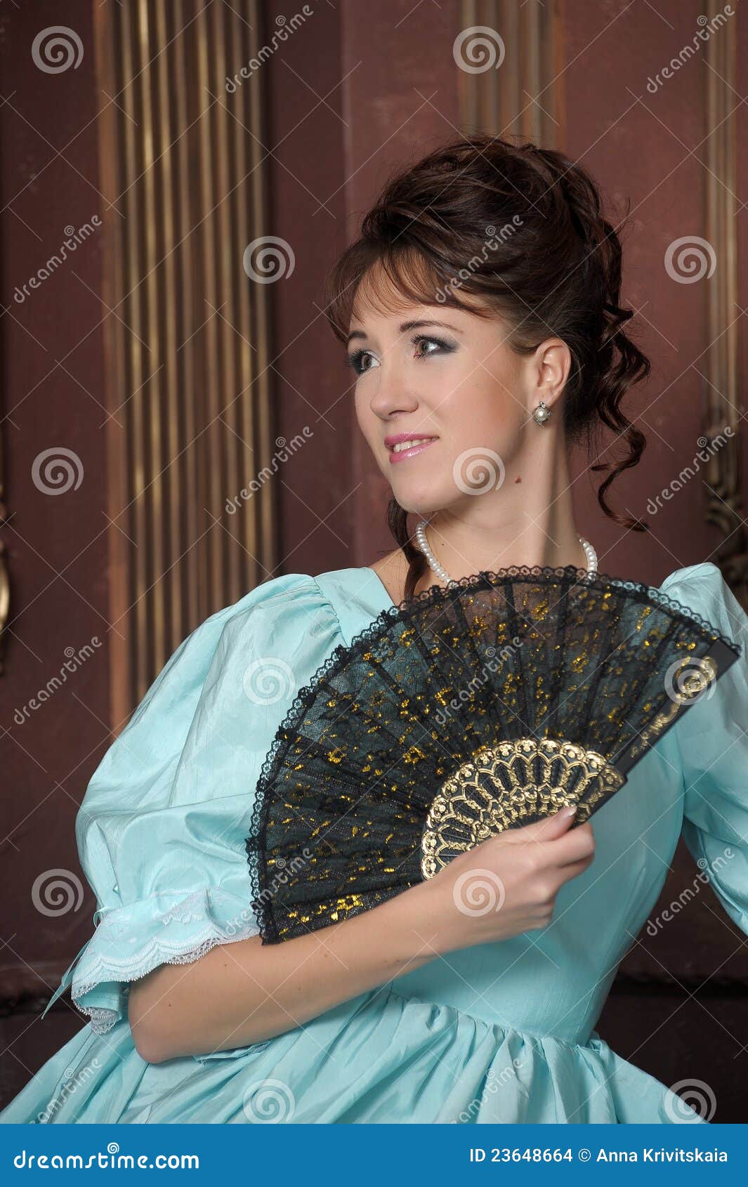 Retro woman with fan stock photo. Image of aristocrat - 23648664