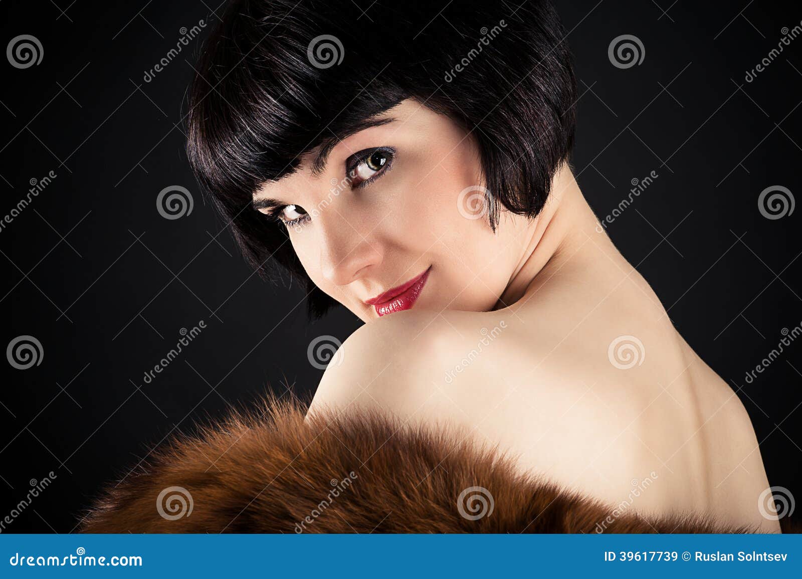 Retro woman with fur stock image. Image of model, beautiful - 39617739