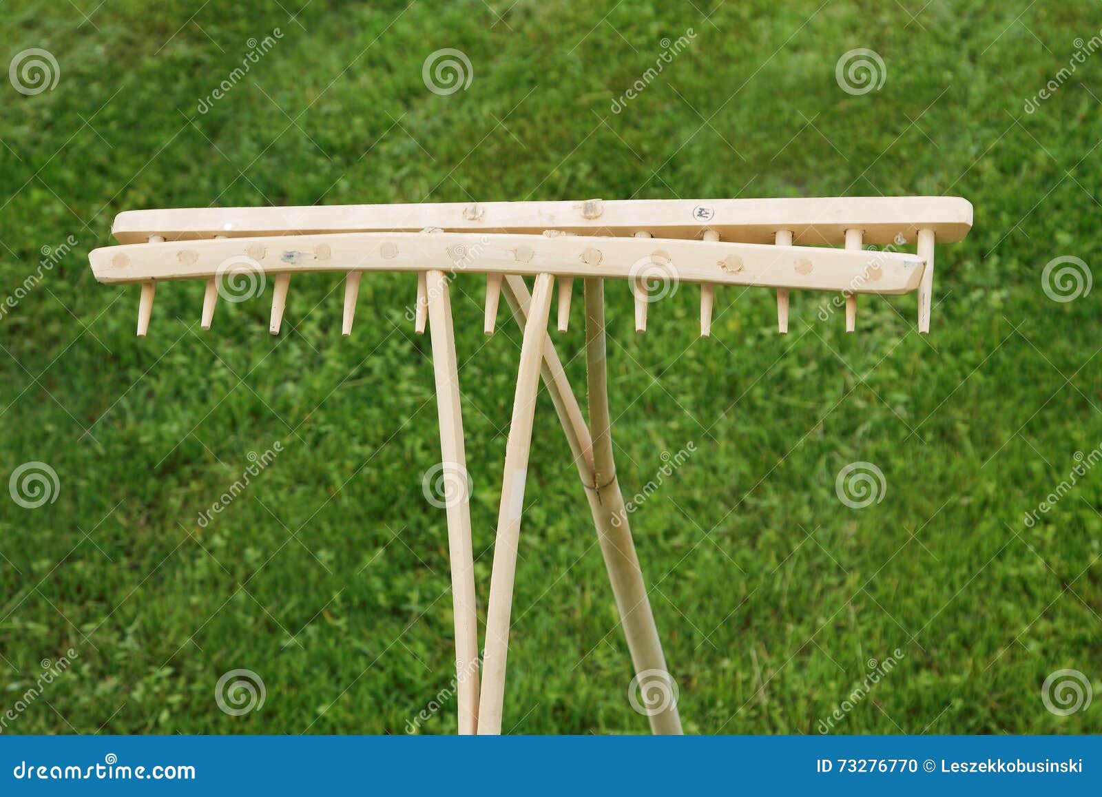 Retro Wooden Rake Handmade stock photo. Image of hard - 73276770