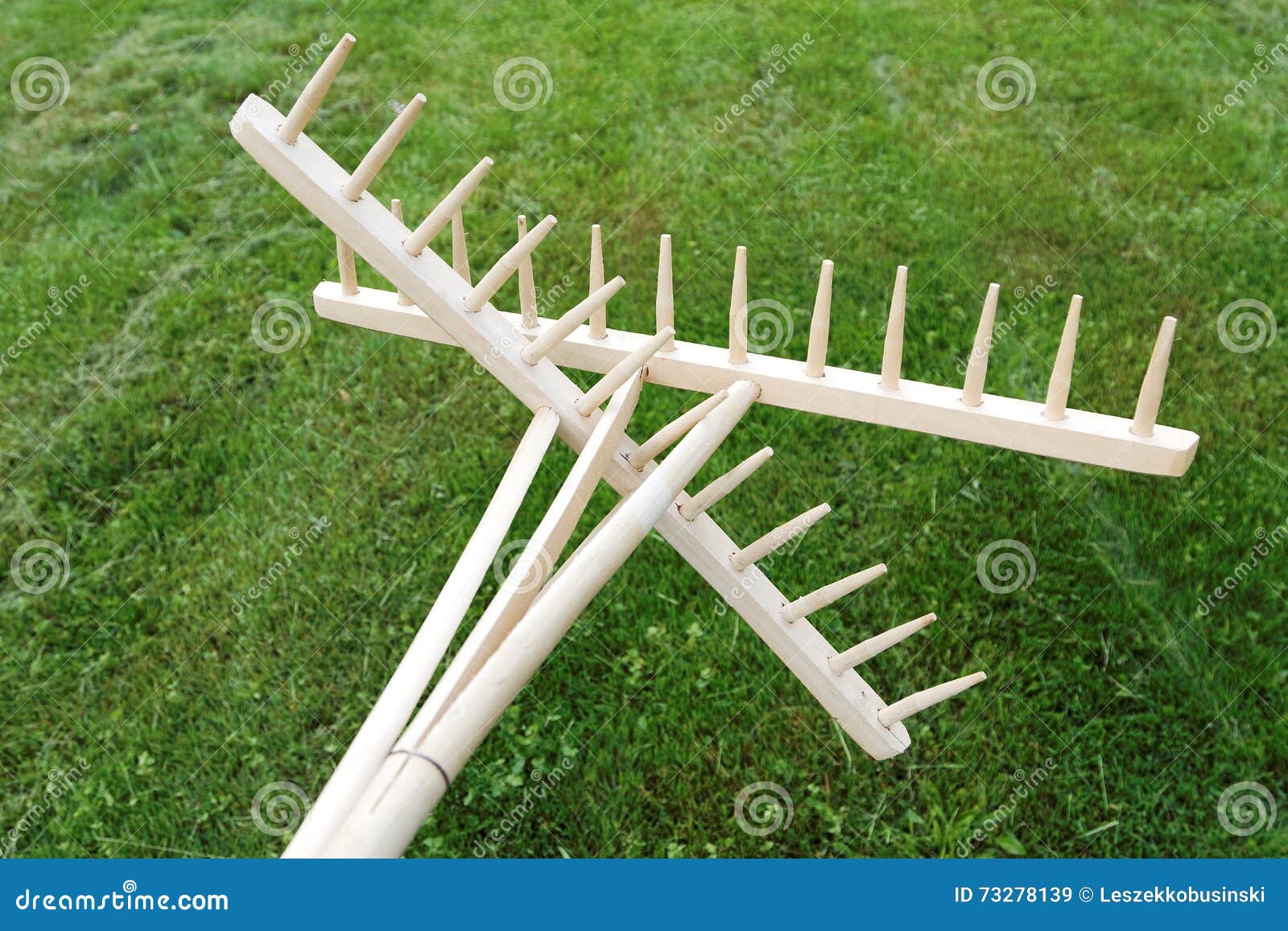 Retro Wooden Rake Handmade stock image. Image of nettle - 73278139