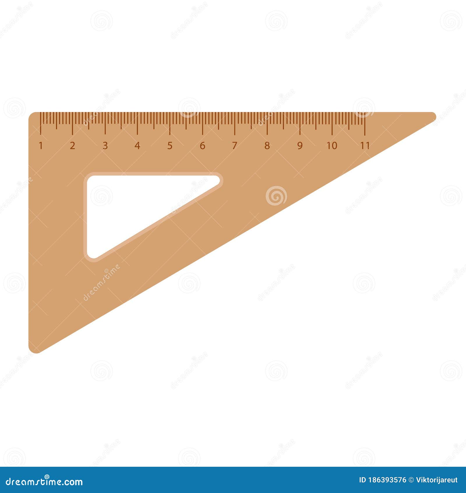 Retro Wooden Triangular Ruler Isolated on a White Background Stock ...