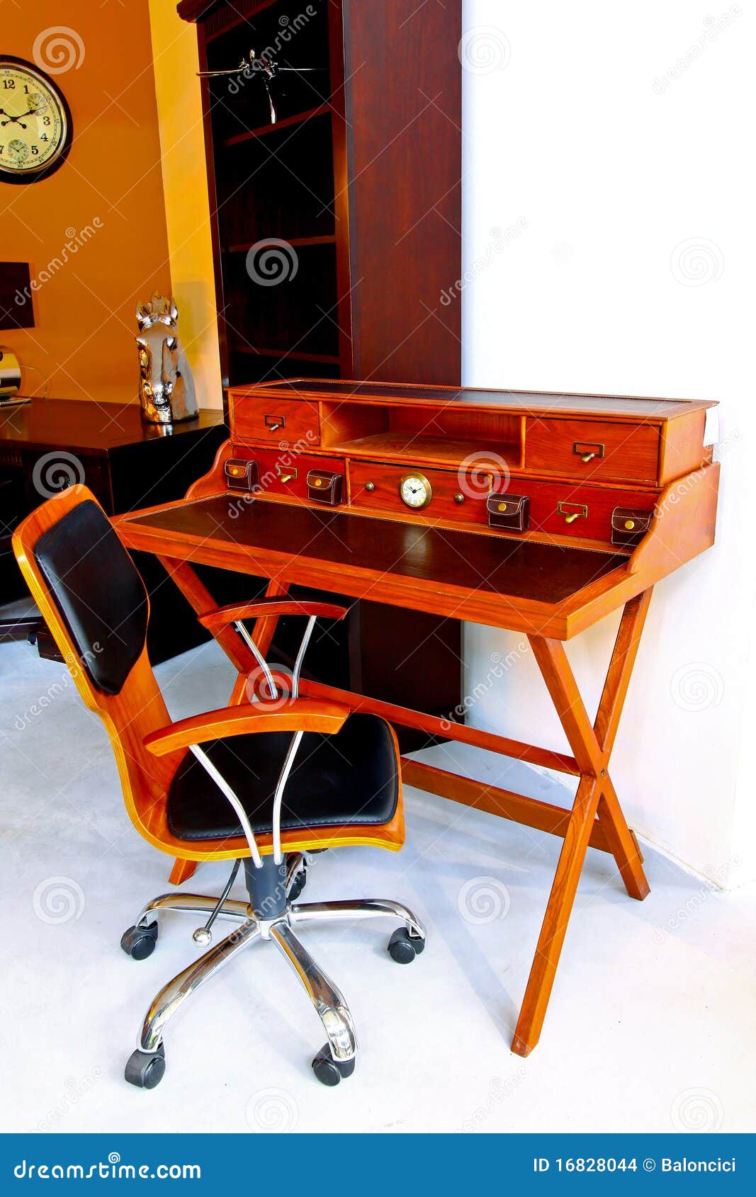 Retro work desk stock photo. Image of wood, work, vintage - 16828044