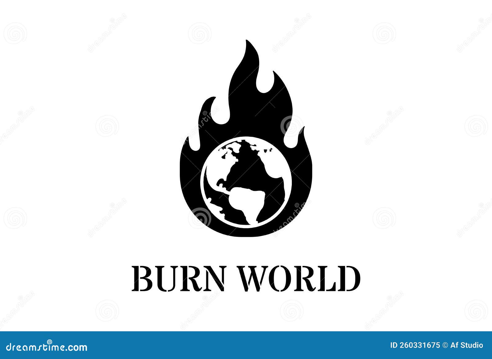 Retro World Globe Planet Burn Fire Flames Logo Design Stock ...