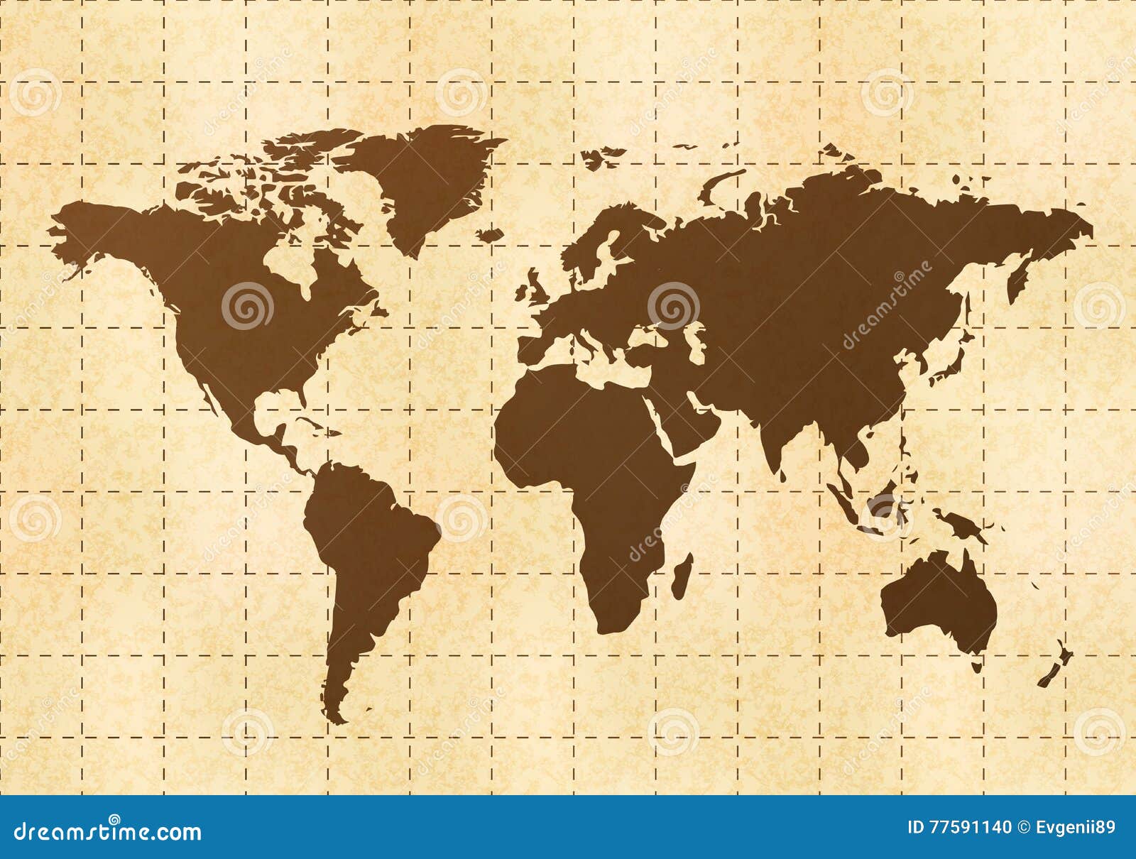 Retro World Map on Old Paper with Texture Stock Illustration ...