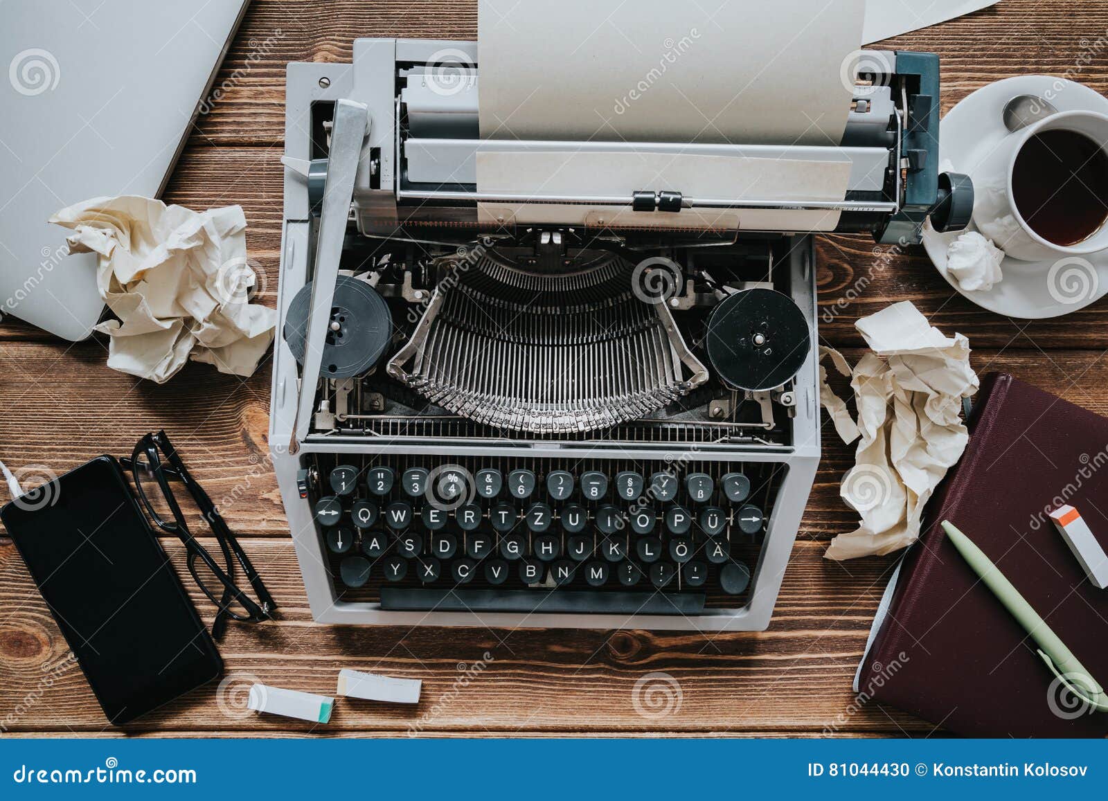 Retro writing machine. stock photo. Image of desk, black - 81044430