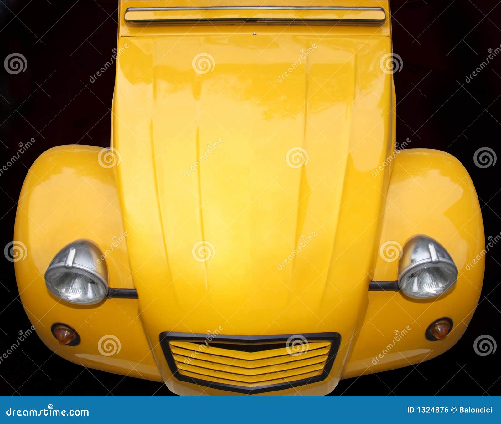 Retro yellow car stock photo. Image of automotive, front - 1324876