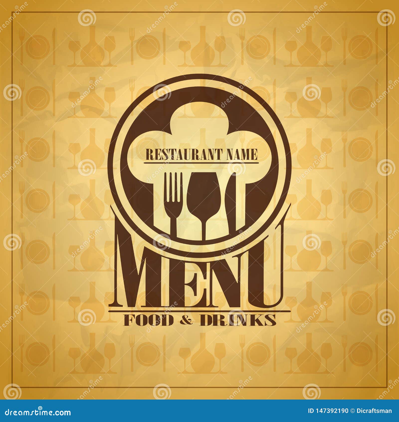 Retro Yellow Paper Menu Food and Drinks Stock Vector - Illustration of ...