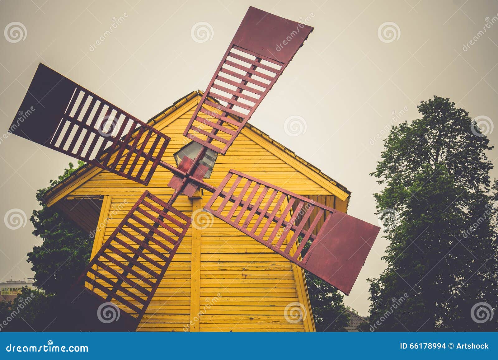 Retro Yellow Windmill stock photo. Image of agriculture - 66178994