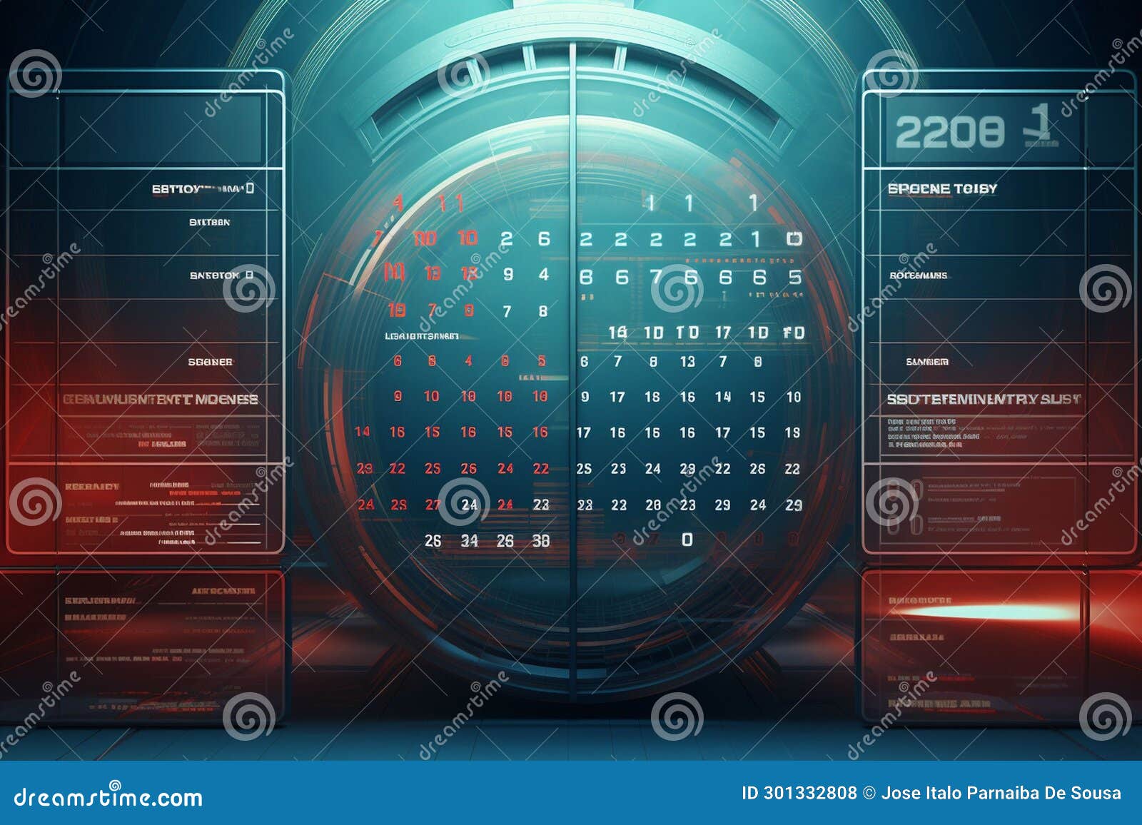 Retrofuturistic 2024 Calendar Layouts Merging Royalty-Free Stock ...