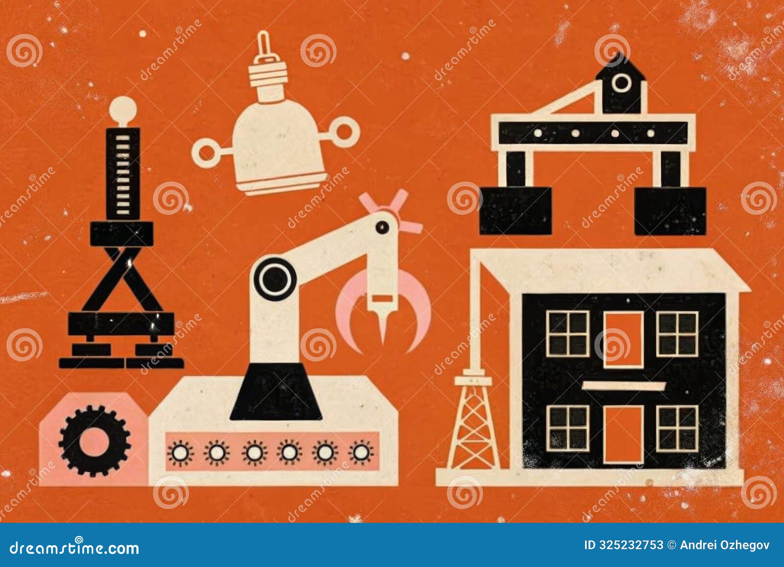 A Retrofuturistic Collage of Imaginary Gadgets and Machines Stock Image ...