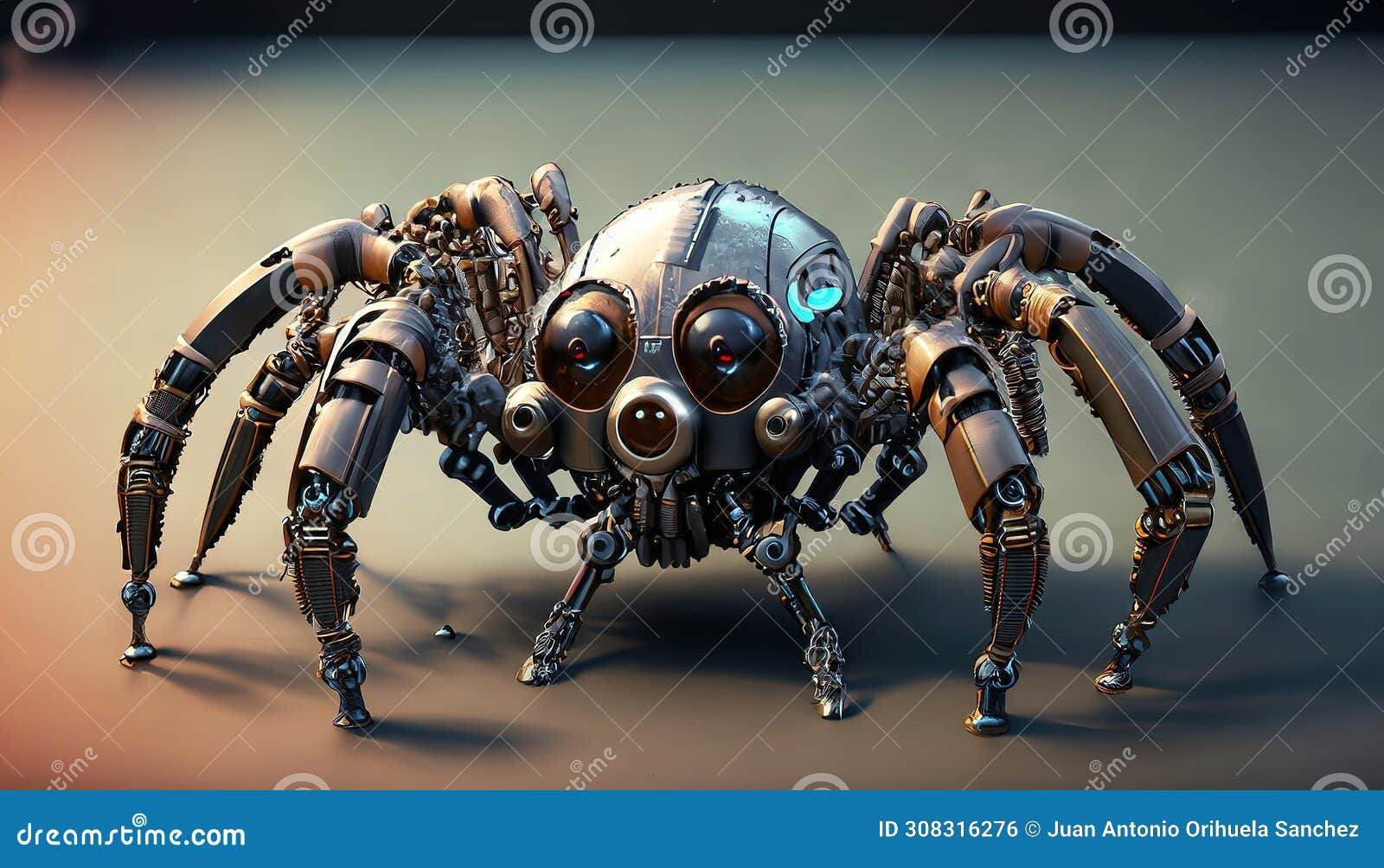 Retrofuturistic Illustration of a Robotic Spider Stock Illustration ...