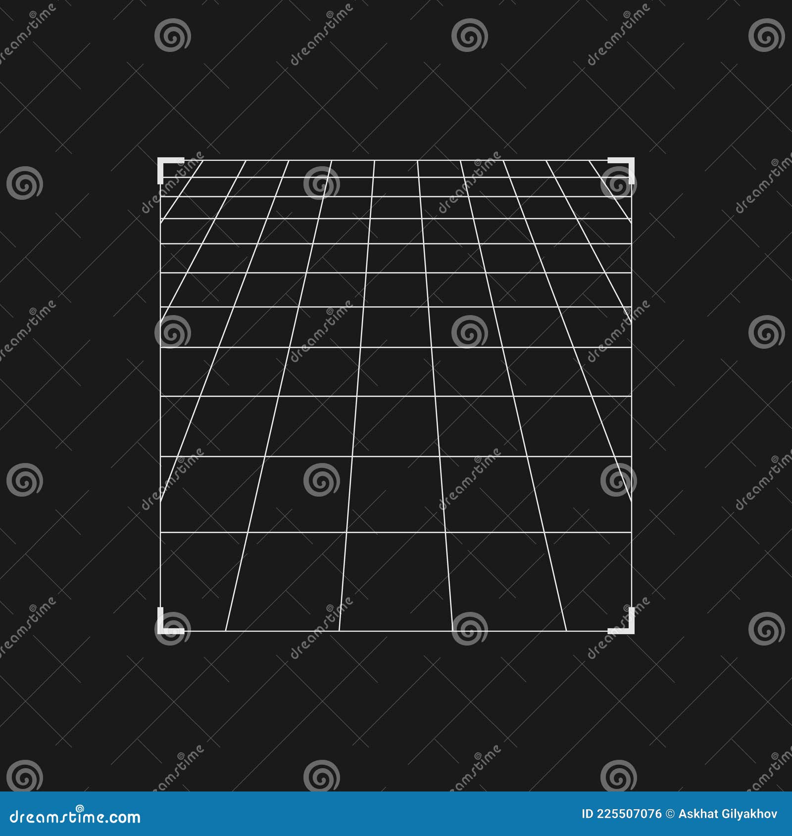 Retrofuturistic Perspective Grid In The Frame Digital Cyber Retro