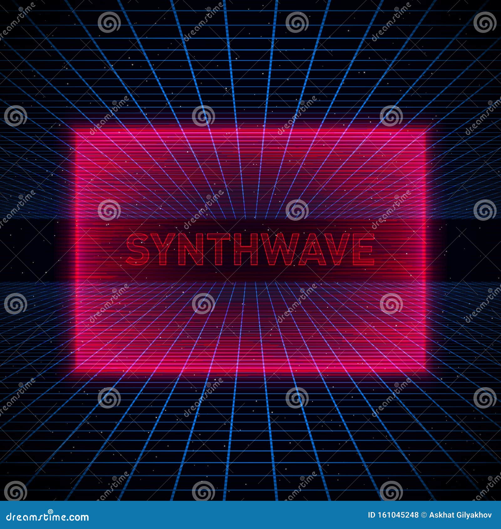 Retrofuturistic Red Hologram Rectangle, HUD Element on Dark Starry ...