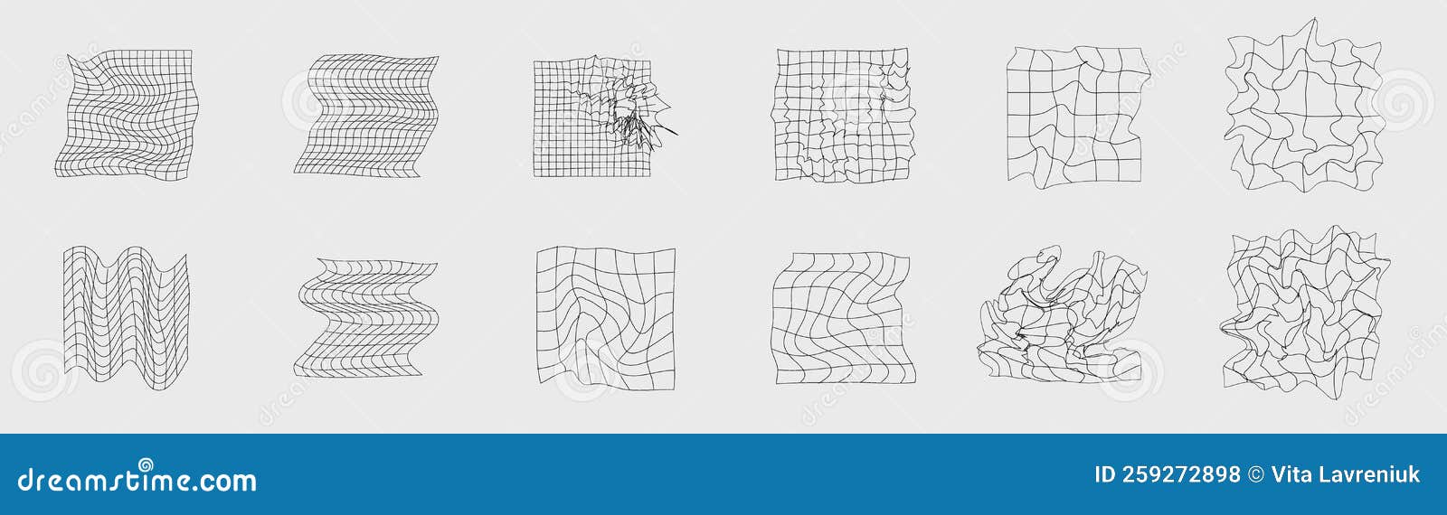 Retrofuturistic Y2k Geometry Design Elements Collection. Large Set of ...