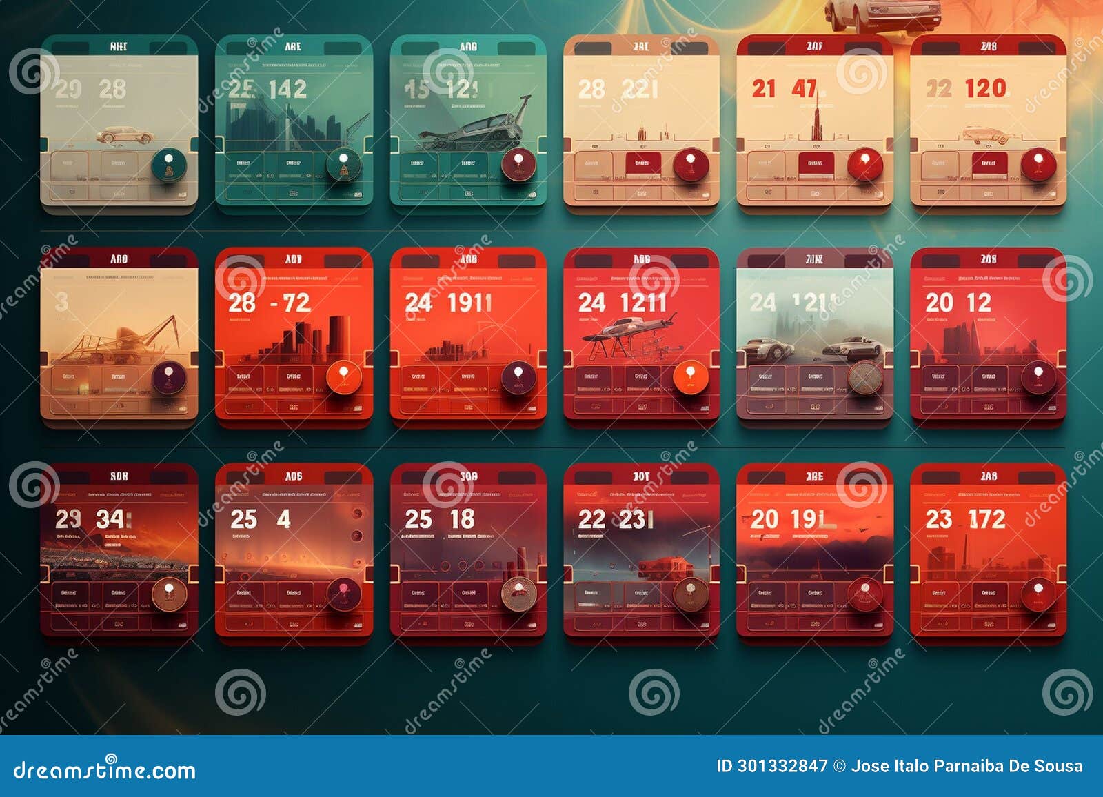 Retroinspired 2024 Calendar Layouts Featuring Royalty-Free Stock ...