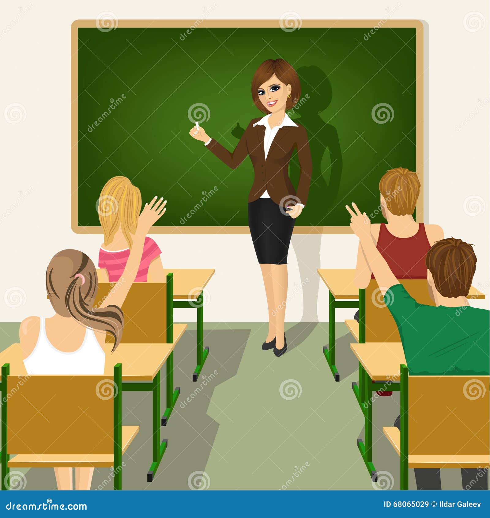 Retrovisione Della Lezione Della Scuola Con Gli Studenti E L'insegnante ... Retrovisione Della Lezione Della Scuola Con Gli Studenti E L'insegnante ...