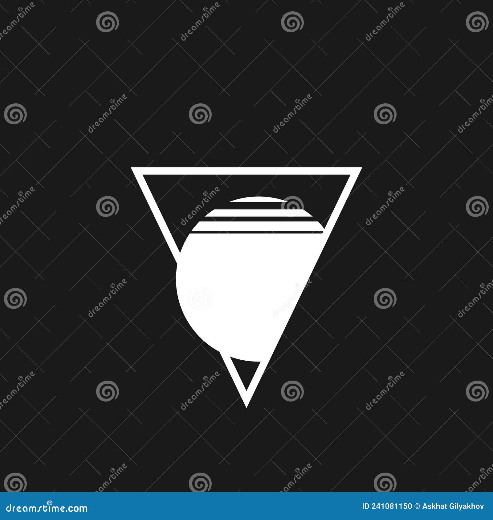 Retrowave Aesthetics Outline Triangle Witn Sun. Synthwave Black and ...