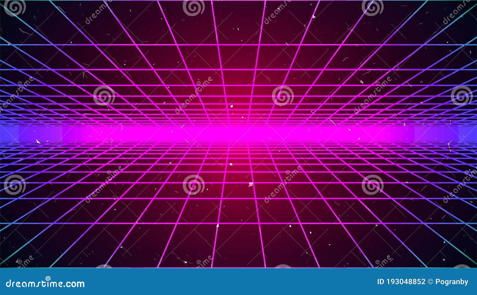 Retrowave Background With Sparkling Glitched Circle And Blue And Purple ...