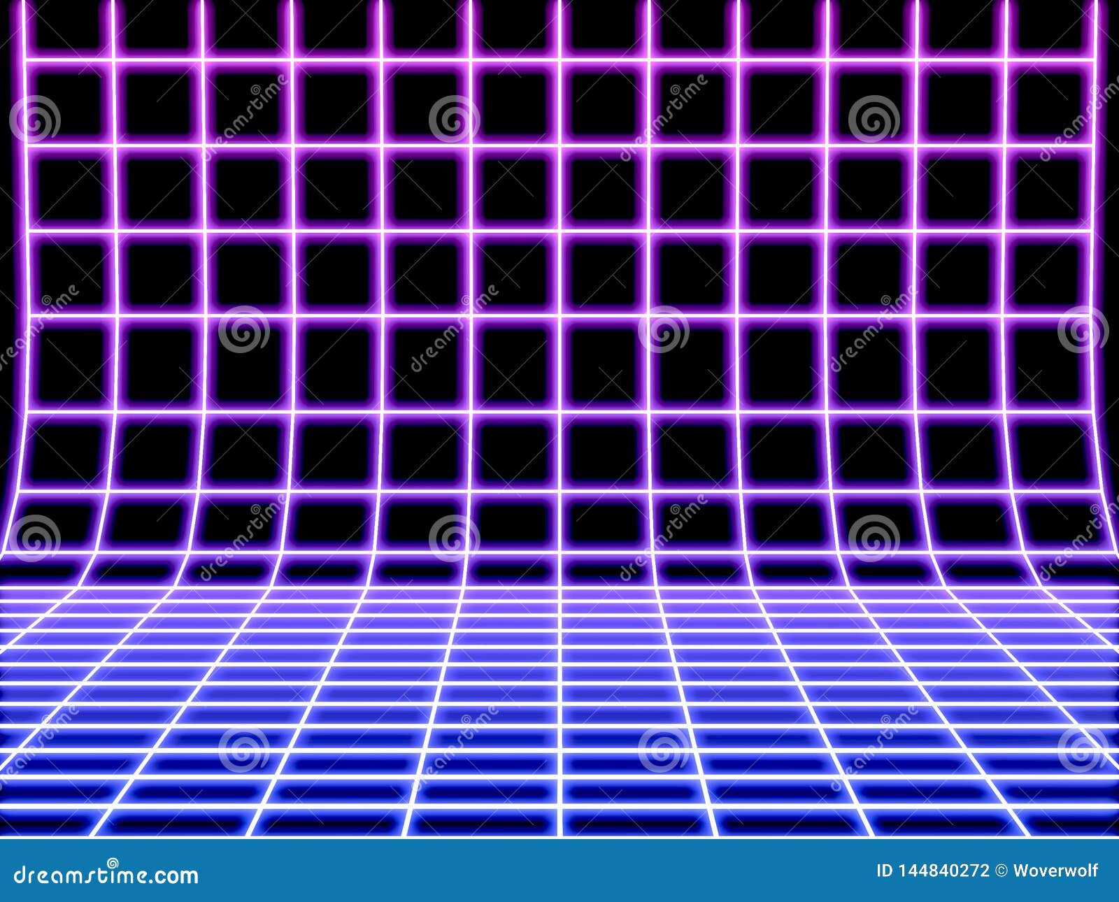 Retrowave Background. Blur Perspective Grid. Retro Future Style Cartoon ...