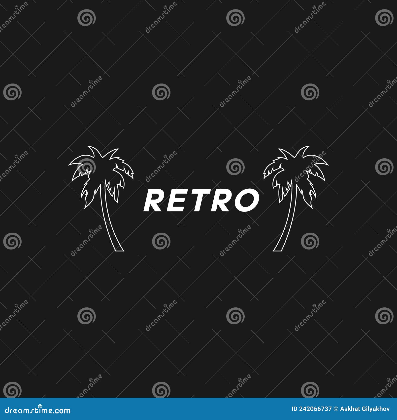 Retrowave Linear Palm Tree 1980s Style with RETRO Title. Synthwave ...
