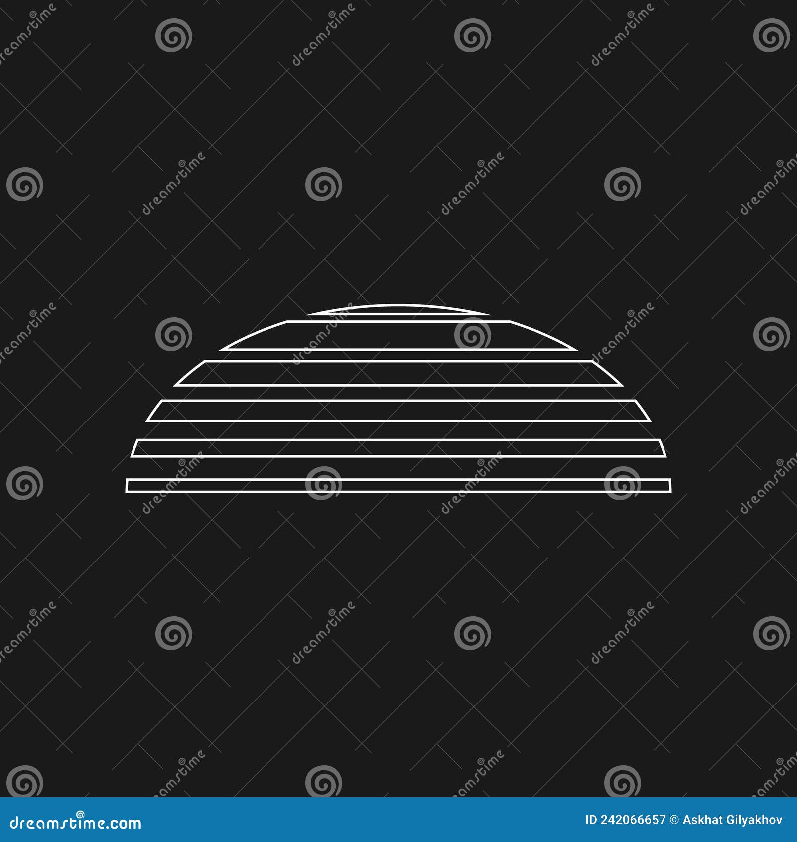 Retrowave Linear Sun 1980s Style. Synthwave Black and White Outline Sun ...