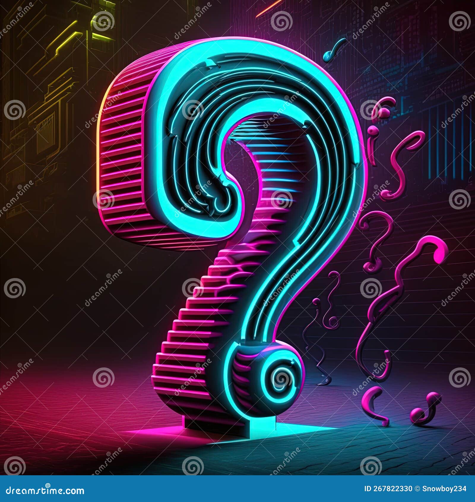 Retrowave Question Mark, Gaming Process, Creative Design of Retro ...
