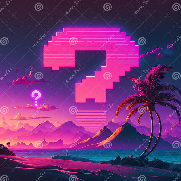 Retrowave Question Mark, Gaming Process, Creative Design of Retro ...