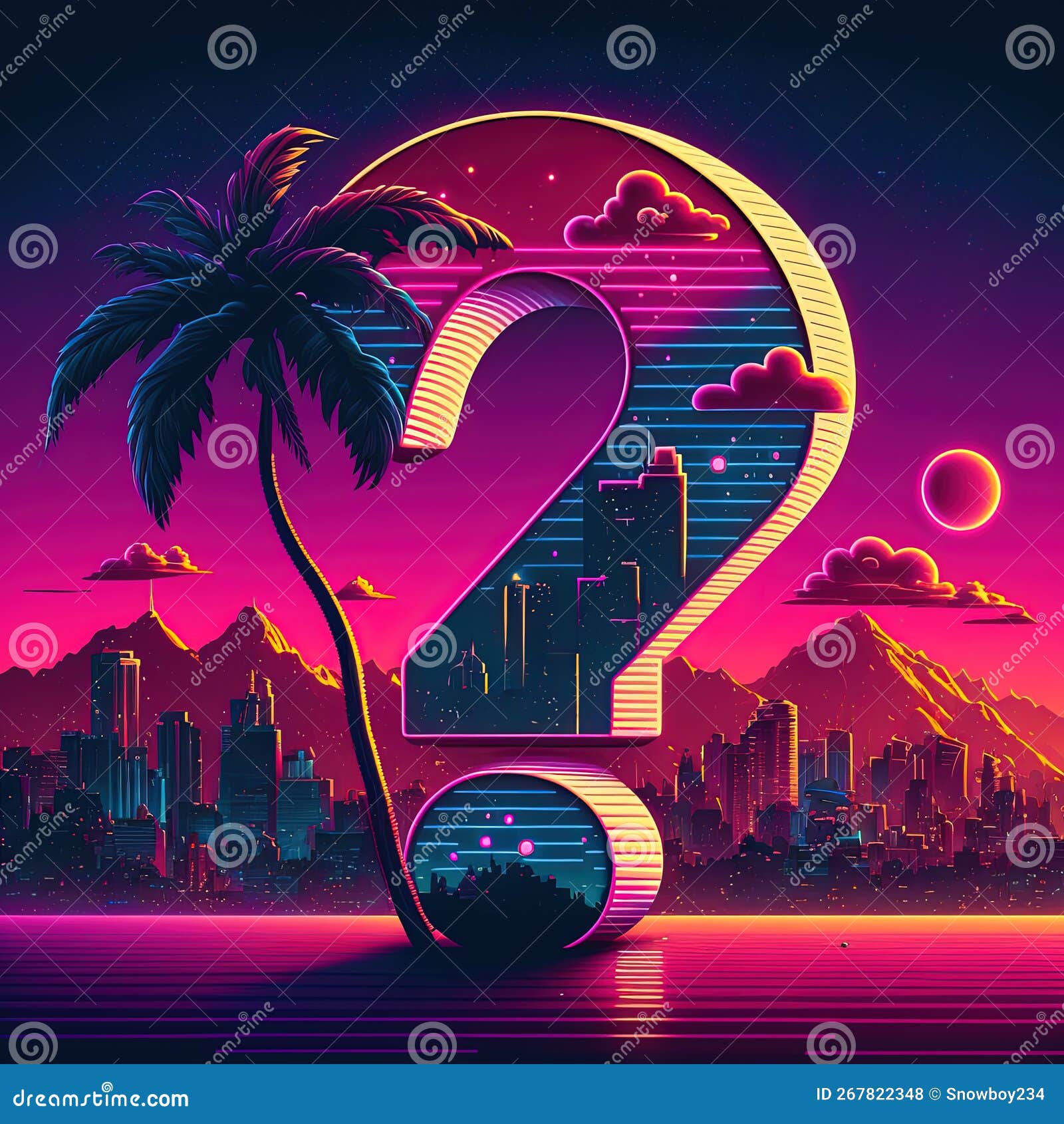 Retrowave Question Mark, Gaming Process, Creative Design of Retro ...