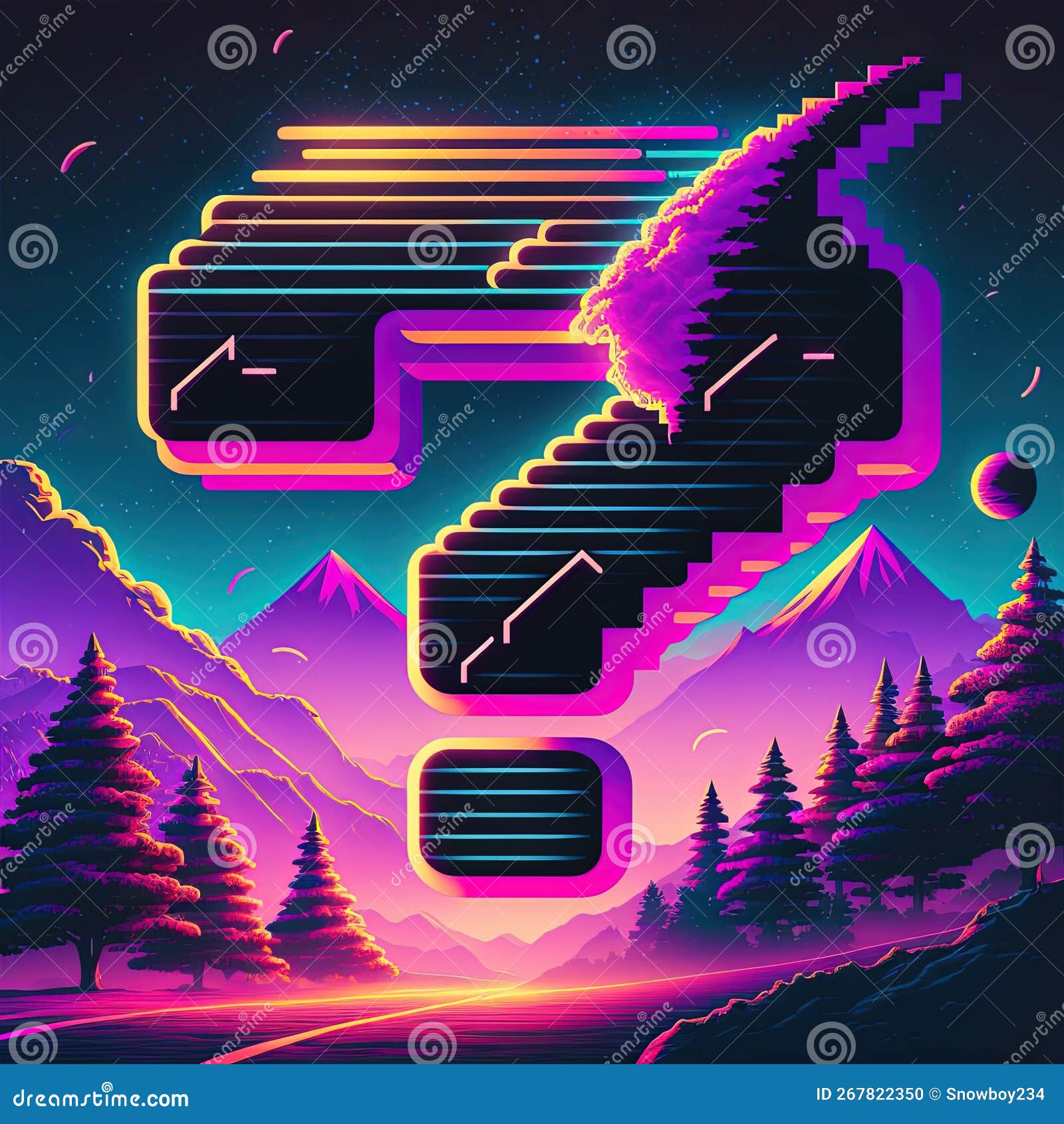 Retrowave Question Mark, Gaming Process, Creative Design of Retro ...