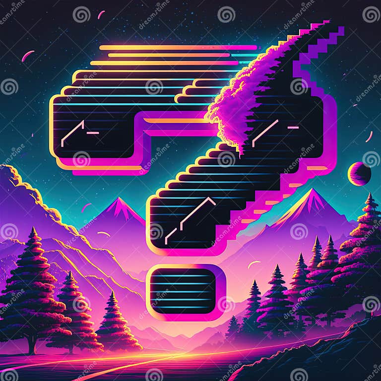 Retrowave Question Mark, Gaming Process, Creative Design of Retro ...