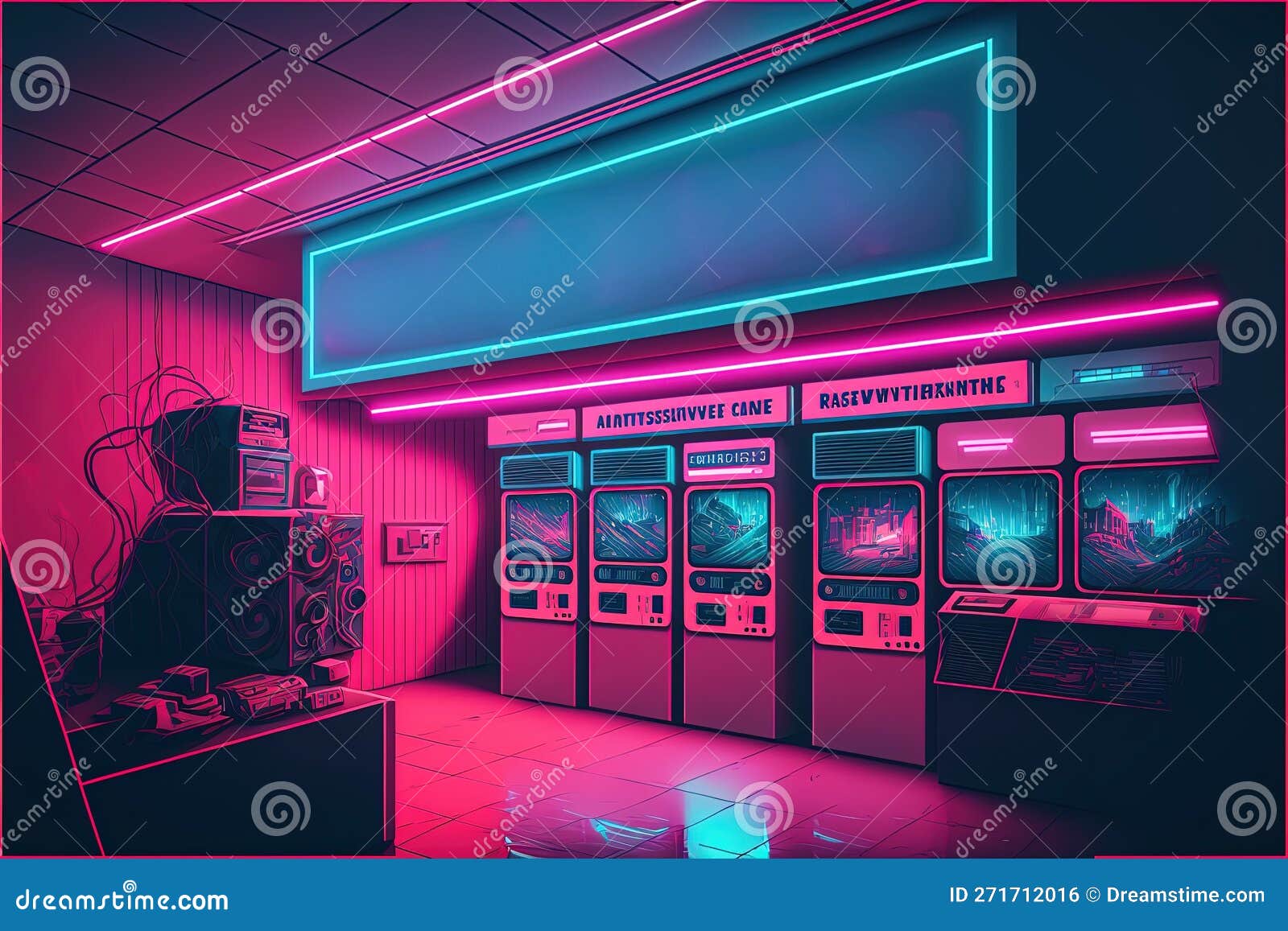 Retrowave in Style of 80 S. Arcade Gaming Club, Gaming Console ...