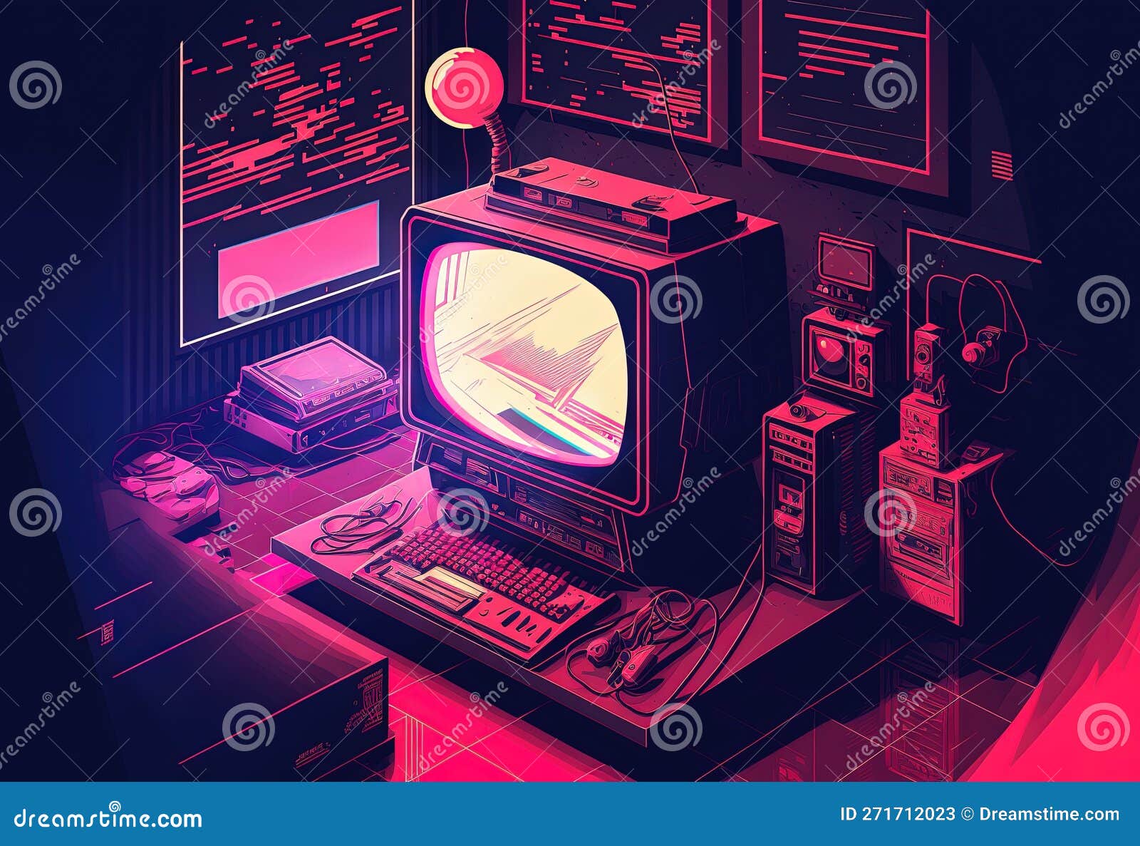 Retrowave in Style of 80 S. Arcade Gaming Club, Gaming Console ...